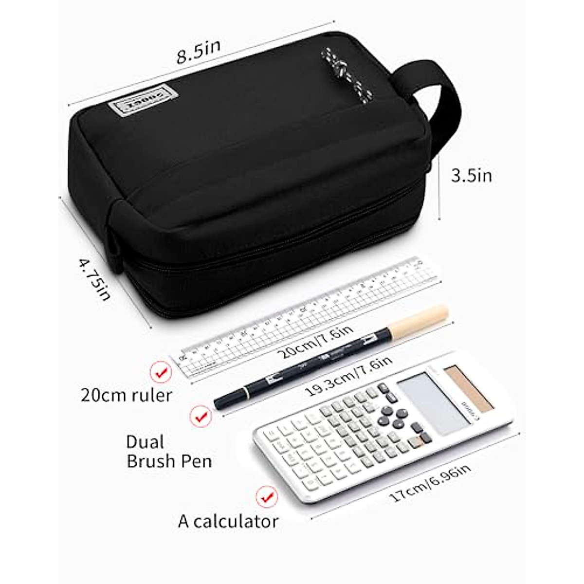 Sooez Big Capacity Pencil Pen Case, Upgraded Canvas Pencil Pouch Large Pencil Bag Organizer, Separate Compartments Easy Grip Handle, Aesthetic Supply for School Teens Adults, Army Green