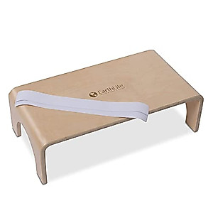 EARTHLITE Wooden Step Stool - 4'' High, Large Surface, Strong & Stable Bed Step, Foot Stool, Massage Step-Up