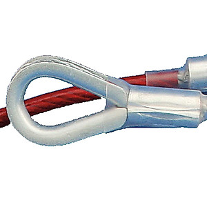 Peakworks OSHA Compliant, Fall Protection 3 ft. Cable Anchor Sling with 2 Eye Rings, PVC Coated Galvanized Cable, 1/4" Thick, Red, V8208003