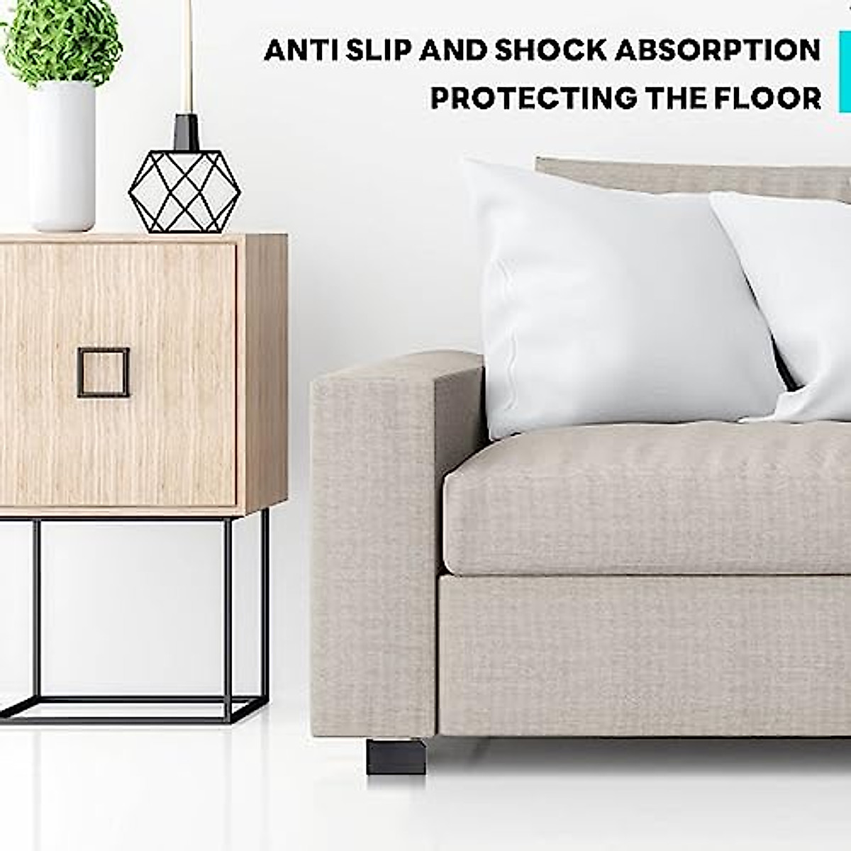 BTSD-home Furniture Risers 1.5 Inch Bed Lifts Risers Table Leg Extenders Perfect for Couch, Chair, Table, and More 4 Pack Black Square