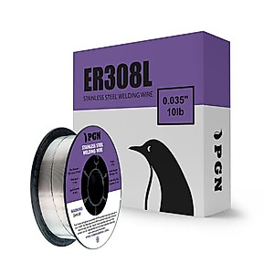 PGN Stainless Steel MIG Welding Wire - ER308L .035 Inch - 10 Pound Spool - Low-Carbon Mild Steel MIG Wire for Reduced Splatter and Better Corrosion Resistance - For All Position Gas Welding