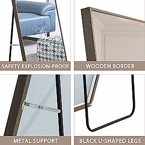 CIATRE Solid Wood Frame Full-Length Mirror - Dressing Mirror for Bedroom, Home Porch, and Clothing Store - Floor Mounted or Wall Mounted - 65" x 23"