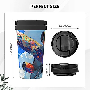 WANGXUEE Airplane Art Print 500ml Stainless Steel Travel Tumbler Double Wall Vacuum Insulated Coffee Mug