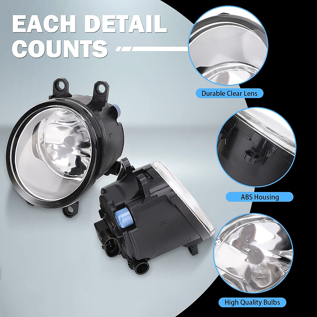 Left & Right Fog Light Assembly Compatible with Toyota Venza Avalon Camry Corolla Highlander Matrix Prius RAV4 Solara Yaris, Lexus GS350 HS250h LX570 RX350 RX450h 2006-2013 with H11 12V 55W Bulbs