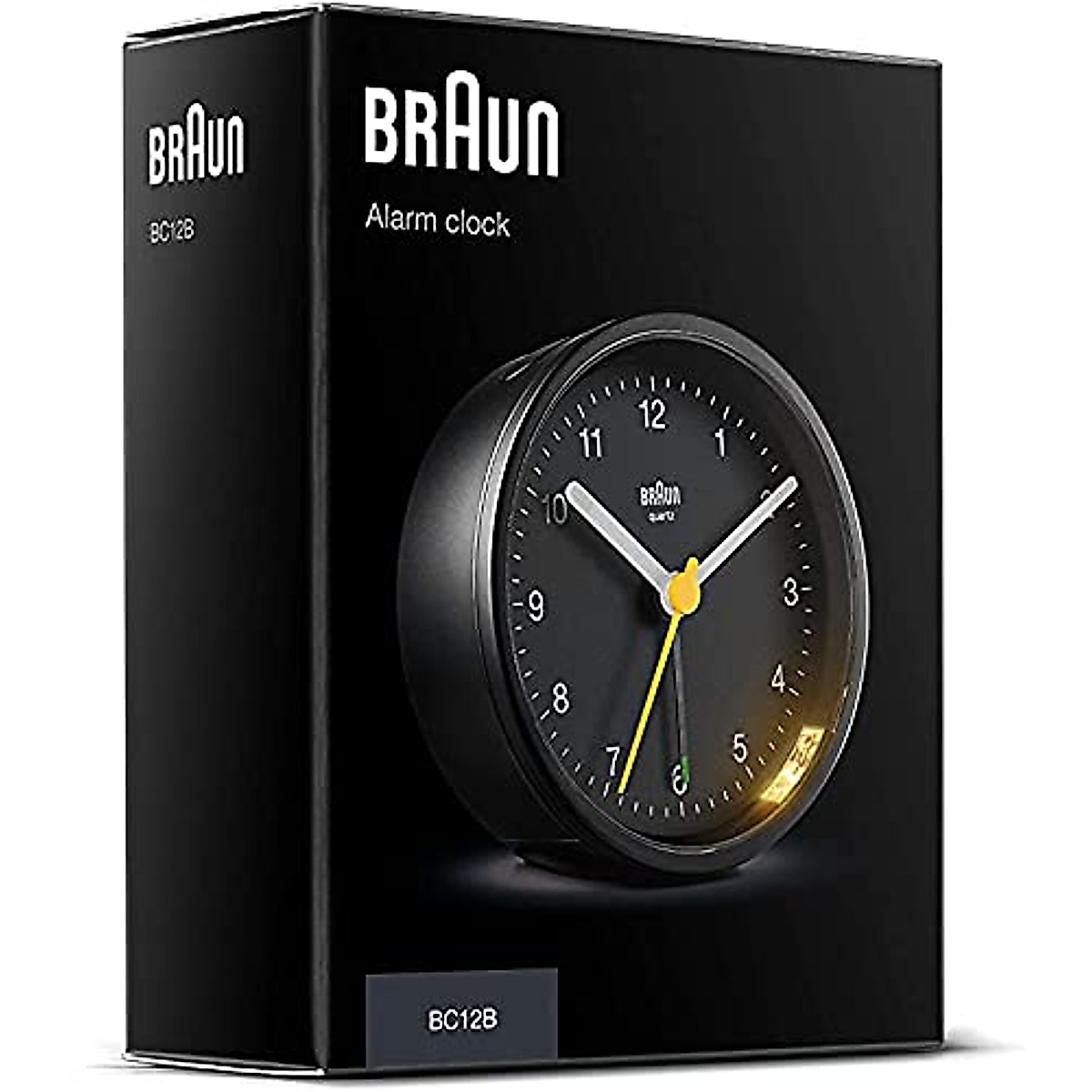 Braun Classic Mixed Black Analogue Alarm Clock Home Gift Bundle with Snooze and Light, Quiet Quartz Movement, Crescendo Beep Alarm in Black, Model BC12B, BC02XB (2 Pack)