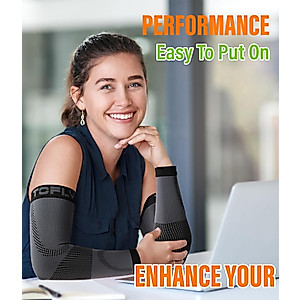 TOFLY Compression Arm Sleeves Elbow Braces for Men & Women (1 Pair), 20-30 mmHg Graduated Compression Arm Braces Support for Tennis Elbow, Tendonitis, Lymphedema, Arthritis, Edema, Workouts, Black L