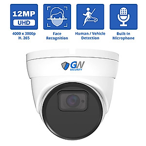 GW Security 16 Channel NVR UltraHD 12MP 4K @30FPS Face/Human/Vehicle Detection PoE Security Camera System with 8 x 12MP IP Microphone Smart AI Dome Cameras, Color Night Vision, Outdoor/Indoor Camera