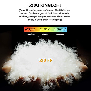 ATEPA Mummy Sleeping Bag Ultralight XL Down Alternative Sleeping Bag for Adult (2.4lbs), Oversize 620 FP Compact Lightweight Sleeping Bag with Compression Sack for Camping Backpacking Hiking, Black