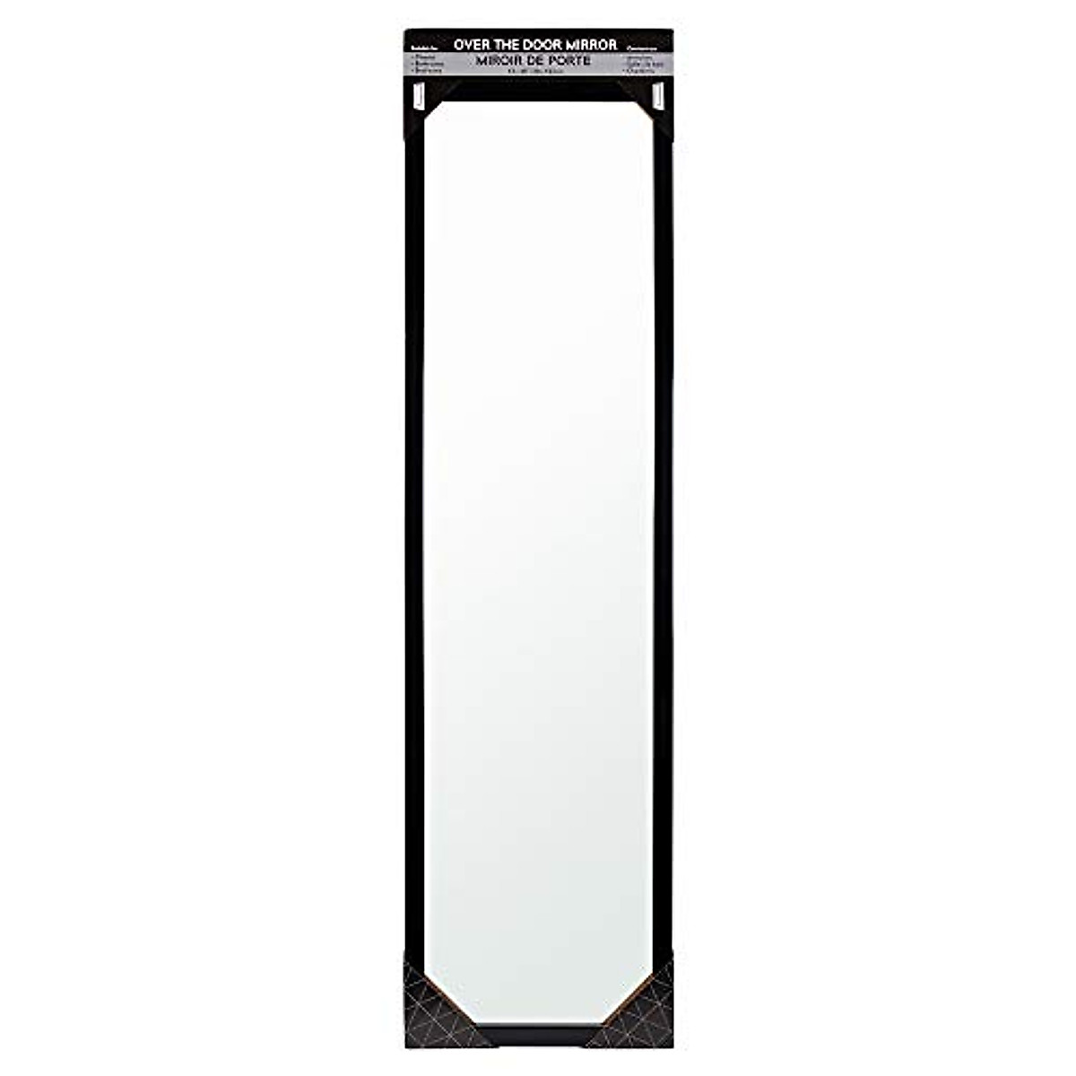 Truu Design Over-The-Door Classic Full Length Mirror,12 x 48 inches, Black, Wall Mounted Mirror, Large Body Mirror with Rectangular Framed for Bedroom Bathroom Living Room Décor