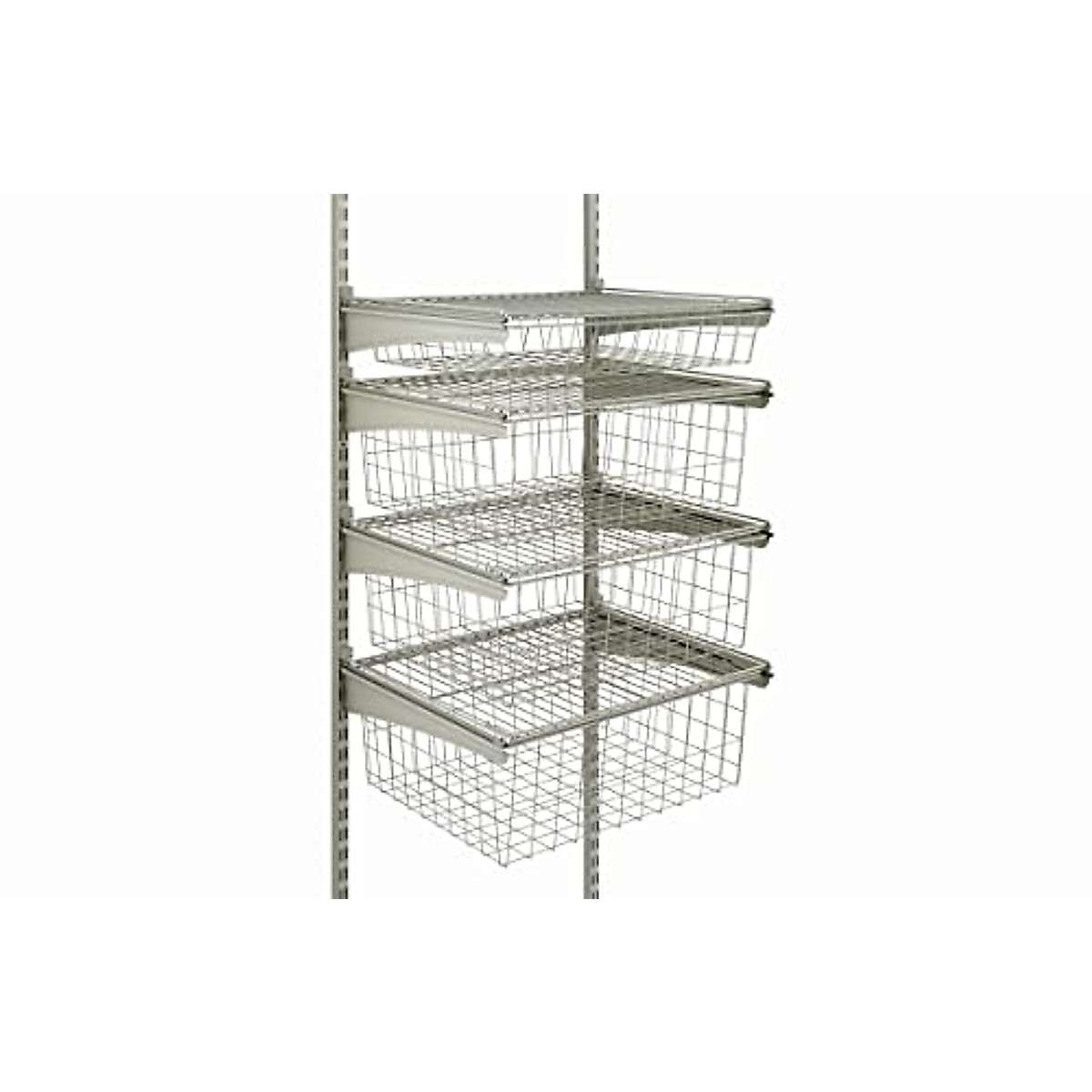 ClosetMaid ShelfTrack Nickel 4-Drawer Kit, Add On Accessory, with Pull Out Mesh Wire Baskets, for Clothes, Socks, Accessories