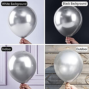 PartyWoo Metallic Silver Balloons, 130 pcs Silver Balloons Different Sizes Pack of 18 Inch 12 Inch 10 Inch 5 Inch for Balloon Garland as Birthday Decorations, Party Decorations, Wedding Decorations