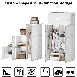 JOISCOPE Portable Closet for Hanging Clothes, Combination Armoire, Modular Cabinet for Space Saving, Ideal Storage Organizer Cube for Books, Toys, 10 Cubes