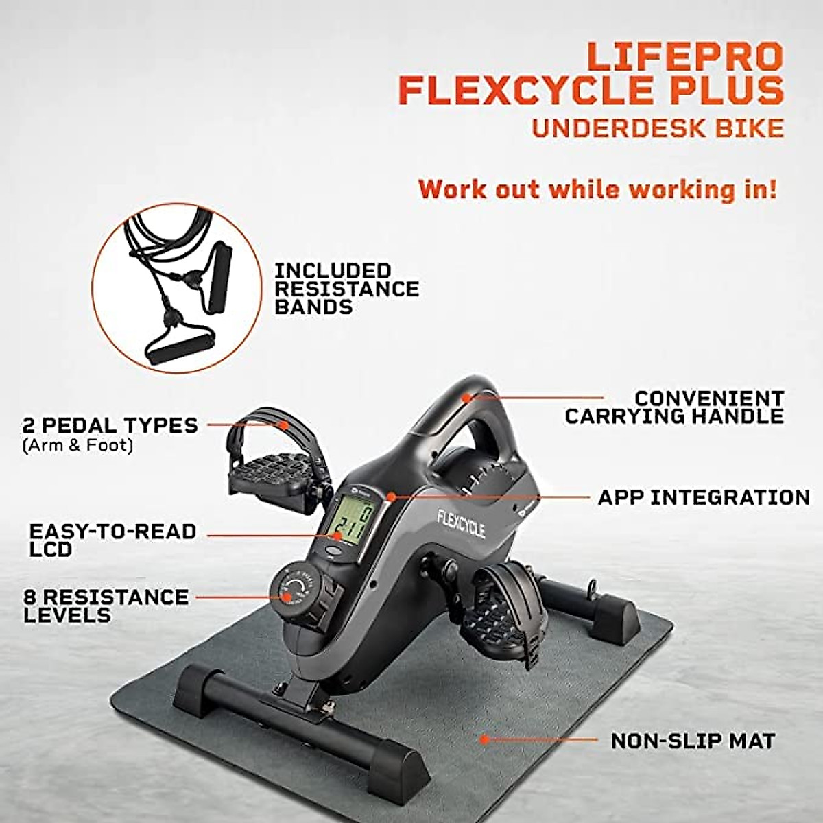 LifePro Under Desk Bike Pedal Exerciser, Arm and Leg Mini Exercise Bike Stationary Bike Pedals, Perfect Desk Exercise Equipment, for Seniors Adults and Teens - Foot Pedal Exerciser and Desk Workout