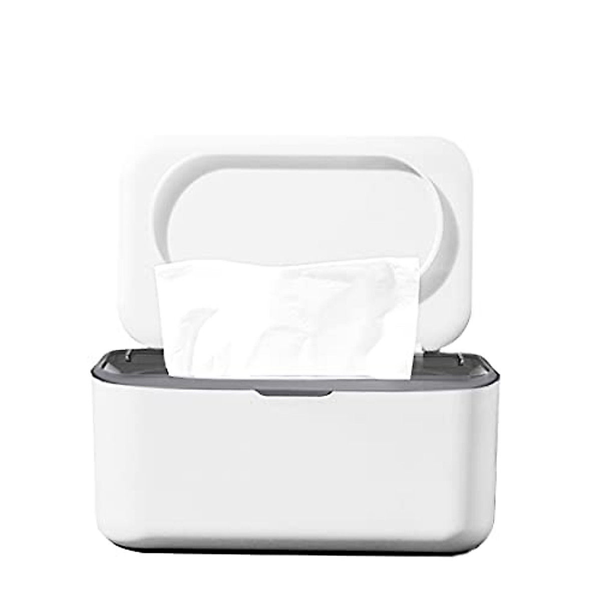 KOOMTOOM Wet Wipe Dispenser,Baby Napkin Storage Box Holder Container Dust-Proof Wet Tissue Box Wet Wipe Case Holder with Lid Keeps Wipes Fresh for Car, Home, Office (White Grey)