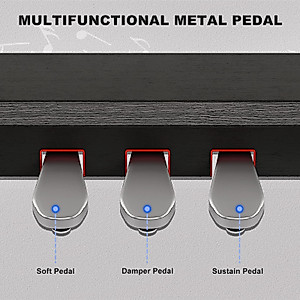 UMOMO 88 Key Full Size Digital Piano Electric Keyboard with Piano Bench, Music Stand+Power Adapter+3-Pedal Board+Instruction Book+Headphone Jack for Beginner/Adults, Black