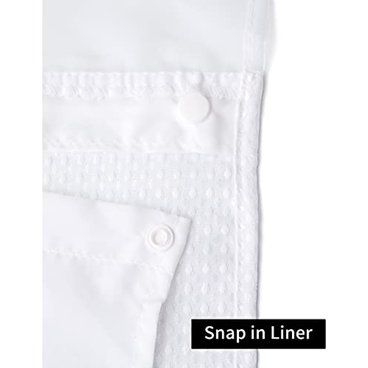 SUMGAR No Hook Shower Curtain Extral Long 71" x 86" White Waffle Weave Textured Fabric Cloth Hotel Luxury Simple Elegant Shower Curtains Set with Snap in Liner for Modern Farmhouse Bathroom