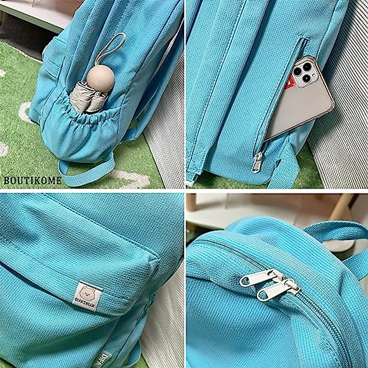 BOUTIKOME Solid Color Backpack for Women Aesthetic Travel Backpack Large Capacity Waterproof Casual Basic Backpack（Purple,One Size）