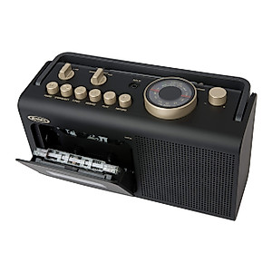 Jensen MCR-250 Portable Boombox Retro Home Audio Stereo AM/FM Radio & Tape Cassette Player/Recorder with Aux Input Jack & Built in Speakers (Gold Edition)