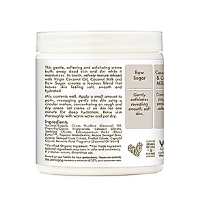 SheaMoisture Daily Hydration Crème Sugar Scrub Care for Dry Skin 100% Virgin Coconut Oil Acacia Senegal Exfoliating Scrub, Coffee, 8 Oz