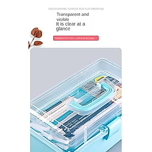 EDNEY 3-Layers Plastic Portable Storage Box,Household Plastic Craft Supply Box with Handle,Perfect for Home Office (Matcha Green Three Layer Transfer Box)