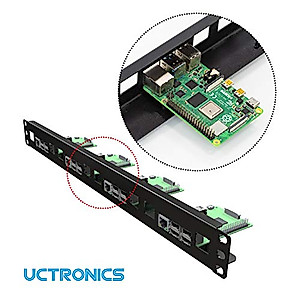 UCTRONICS 1U Rack for Raspberry Pi, 19" Rackmount Supports 1-4 Units of All Raspberry Pi 5/4B/3B/B+ Models