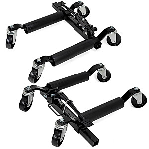 XtremepowerUS Set of (2) Wheel Dolly Car Skates Vehicle Positioning Hydraulic Tire Jack Ratcheting Foot Pedal Lift Hydraulic Car Wheel Dolly, 1,250lbs