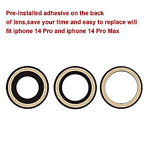 Perzework OEM Original Back Rear Camera Lens Glass Replacement for iPhone 14 Pro and iPhone 14 Pro Max with pre-Installed Adhesive and Reparing Toolkit