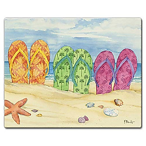 CounterArt Toes In The Sand 3mm Heat Tolerant Tempered Glass Cutting Board 15” x 12” Manufactured in the USA Dishwasher Safe