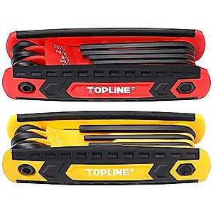 Topline 9-Piece Standard and Metric Hex Key Set, Black, Rubber and Steel