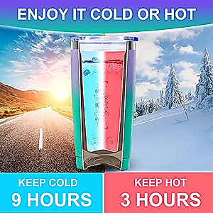 ATHAND 20 oz Insulated Tumblers with Lid and Straw | Resting Beach Face Double Wall Stainless Steel Vacuum Coffee Wine Tumbler Funny Mug for Women Girls Christmas Gifts (Mint+Purple)
