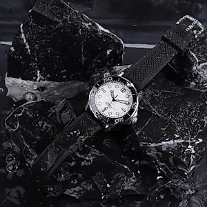 JWNSPA Fluorine Rubber FKM/FPM Watch Band - 20mm 22mm Quick Release Soft Diving Strap for Men Women(Black,22mm)