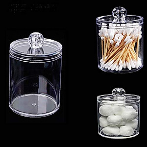 AXX Qtip Dispenser Apothecary Jars Bathroom - Qtip Holder Storage Canister Clear Plastic Jar for Cotton Ball,Cotton Swab,Q-Tips,Cotton Rounds