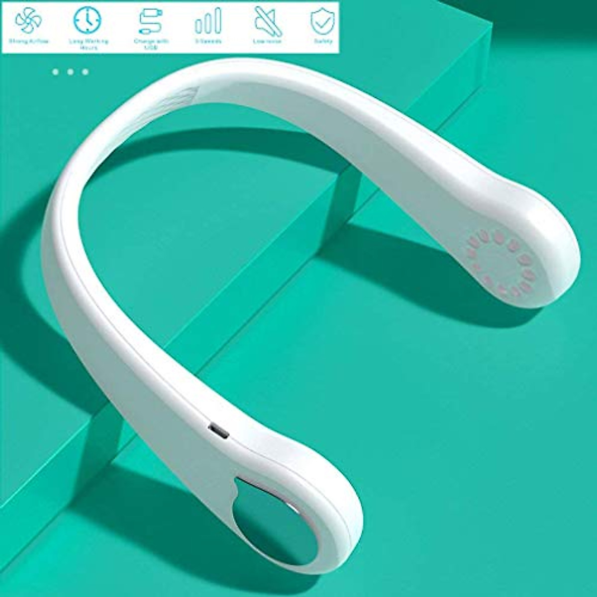 Personal Fans Portable, Upgraded Small Fan Necklace Rechargeable 1800Mah, Bladeless USB Fan Around Your Neck, Wearable Hands Free Sport Fan Quiet, 3-speed 6-hour Battery Life for Travel Sports Carry