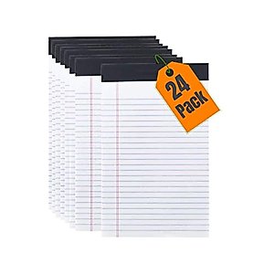 1InTheOffice Jr Legal Pads,Small Legal Notepads, 5" x 8", Narrow Ruled Note Pad, White, 50 Sheets/Pad, 24 Pads/Pack