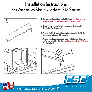 Clip Strip Shelf Dividers for Retail Stores - Lightweight, Clear Adhesive Mount 1" H x 11-9/16" L Corp., 15 mil Crystal Clear PVC, Retail Shelf Separator, Item SD-1512, Pack of 50
