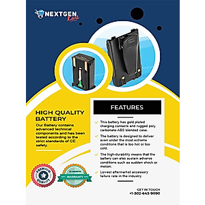 WAU Replacement for Vertex VX-264 Battery - Fully Compatible with Vertex FNB-V134LI-UNI - (2500mAh Li-ion)