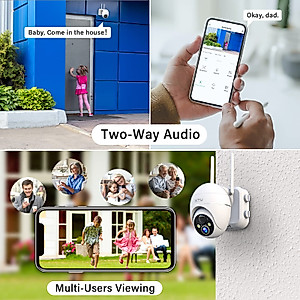 XTU Security Camera Outdoor, 2K Wireless WiFi 360° PTZ Camera, Solar Security Camera Battery Powered, Home Surveillance Camera with Spotlight & Siren/Motion Detection/3MP Color Night Vision/IP66.