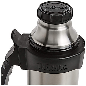 Thermos The Rock Vacuum Insulated 1 Liter Beverage Bottle, stainless steel/black, 1.1 quart (2510TRI2)