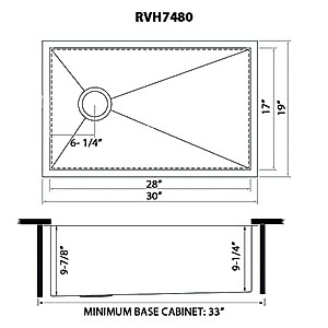 Ruvati 30-inch Slope Bottom Offset Drain Undermount Kitchen Sink Single Bowl - RVH7480