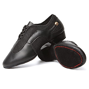 VCIXXVCE Women Lace up Ballroom Dance Practice Shoes Black Closed Toe Modern Salsa Latin Dance Teaching Performance Dancing Shoes,9.5 US