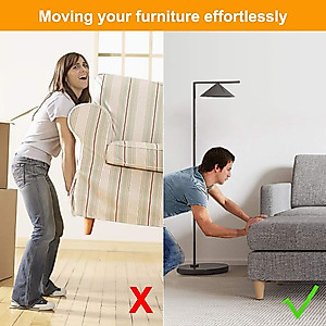 GINOYA Teflon Furniture Sliders, 48pcs 1inch Reusable Furniture Glides with Screws for Carpet Tile Hardwood (Grayish Blue)