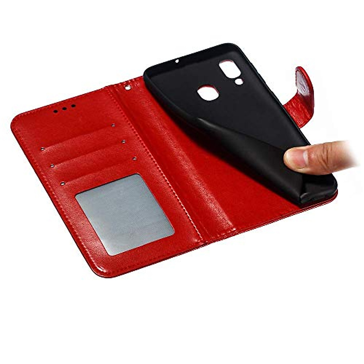 LEECOCO for Samsung A20 Case Mandala Embossing Luxury PU Leather Flip Notebook Wallet Bookstyle Magnetic Stand Card Slot Folio Bumper Protection Cover for Samsung Galaxy A20 / A30 Mandala Red LD