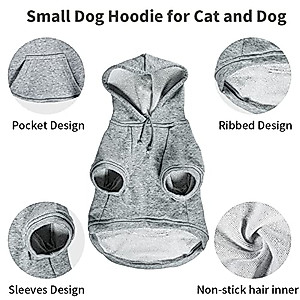 Furryilla Pet Clothes for Dog, Dog Hoodies Sweatshirt with Hood and Pockets for Small Dogs (Grey Dog Hoodie, Large)