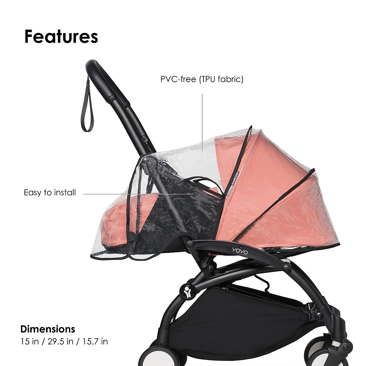 BABYZEN YOYO Rain Cover for 0+ Newborn Pack - Protect Baby from Bad Weather - Easy to Install & Store - Includes Storage Bag