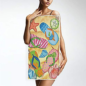 Vdsrup Beach Flip Flops Hand Towels Starfish Seashells Summer Towel Soft Kitchen Tea Towels Dish Washcloths Thin Guest Face Towel Portable Bath Decorations Housewarming Gifts 16 X 30 in