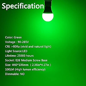 4 Pack LED Green Light Bulbs - A19 9Watts with E26 Base 60w Equivalent LED Green Bulb for Wedding Halloween Christmas Party Bar Decor, Porch, Home/Holiday Lighting, Decorative Illumination Green Bulb