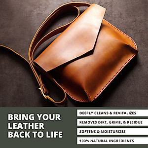 Rhino Wax - Leather Cleaner (8 oz) - Premium Leather Cleaner for Furniture, Handbags, Shoes, Boot and Car Seat Cleaner - Apply Before Using Leather Oil or Conditioner - 100% Natural