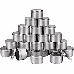 Moretoes 24 Pack Candle Tins, 8oz Round Metal Tins with Lids for Candle Making, Arts Crafts, Storage Container