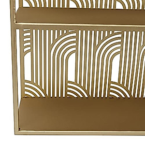 CosmoLiving by Cosmopolitan Metal Arched 3 Shelf Wall Shelf, 16" x 6" x 24", Gold