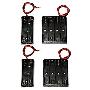 LAMPVPATH (Pack of 4) AAA Battery Holder Bundle 2Pcs 2 X 1.5V 2 AAA Battery Holder with Wires, 2Pcs 4 X 1.5V 4 AAA Battery Holder with Leads